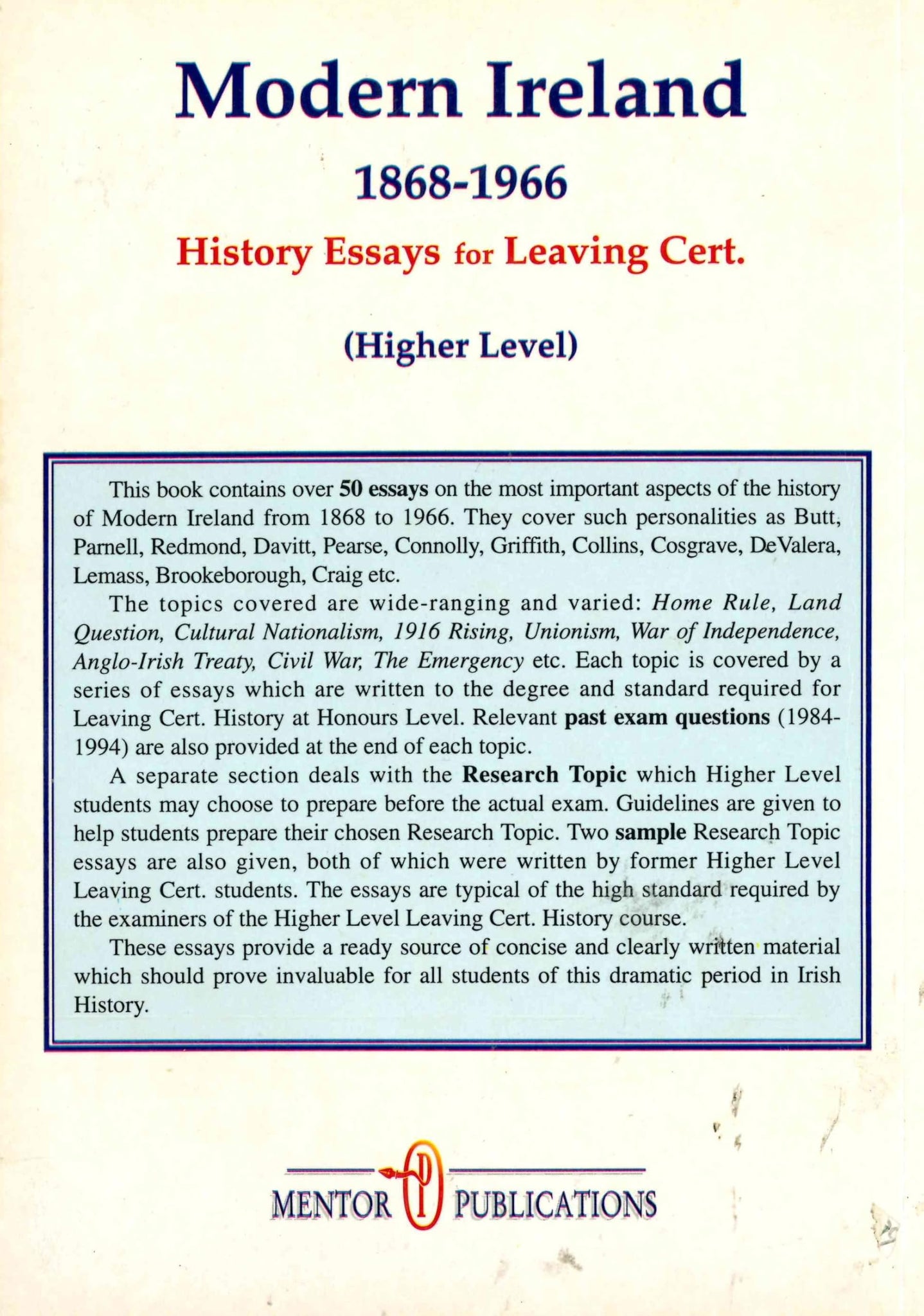 Modern Ireland: History Essays: Leaving Certificate: Higher Level ...