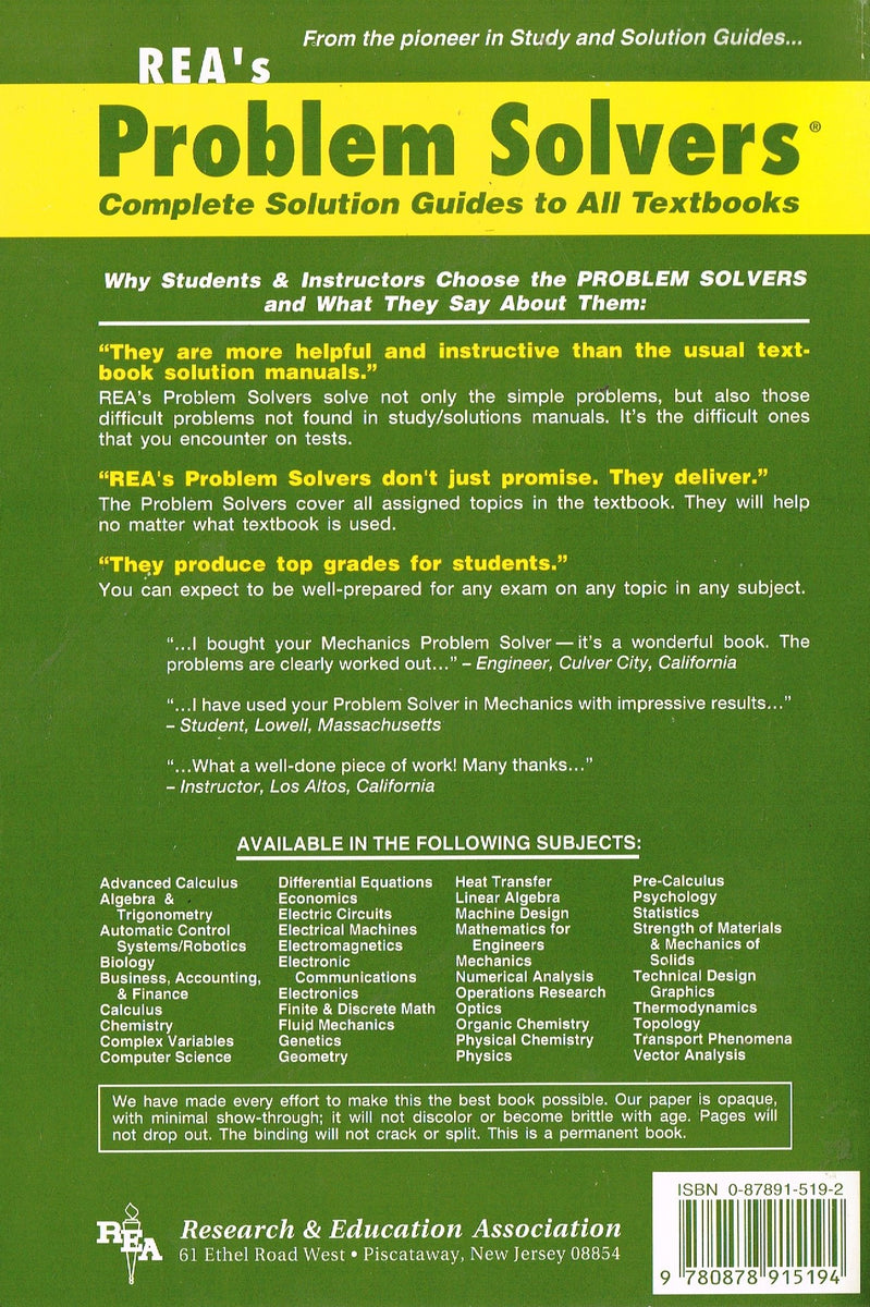 Mechanics: Statics, Dynamics (Problem Solvers) – Pigeonhouse Books, Dublin